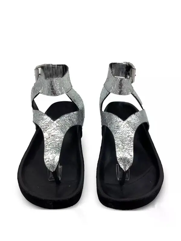 ISABEL MARANT VINTAGE Ankle-strap Metallic Flat Sandals