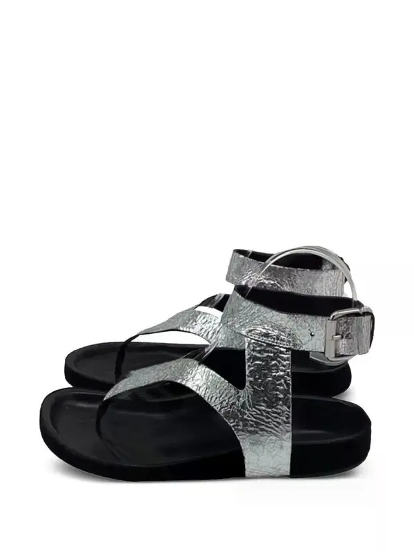 ISABEL MARANT VINTAGE Ankle-strap Metallic Flat Sandals