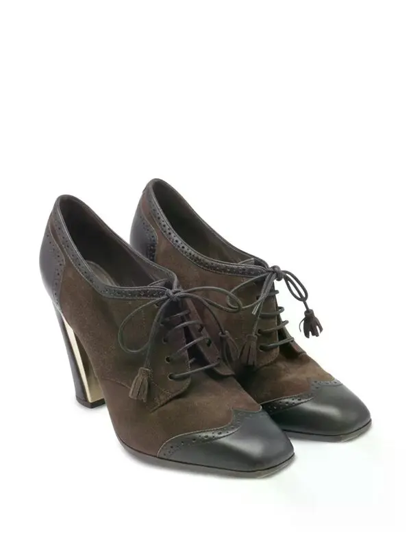 FERRAGAMO Lace-up Brogue Heeled Pumps