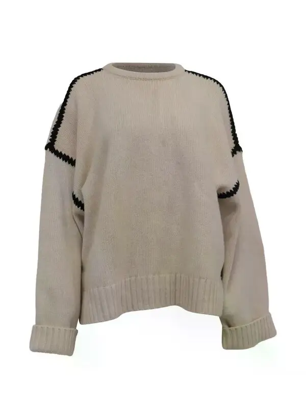 TOTEME Knitted Embroidered Drop Shoulder Sweater