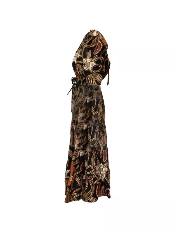 Ulla Johnson Floral Print Shirred Midi Dress