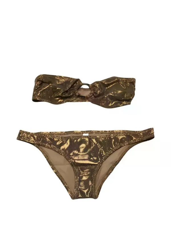 Solid & Striped Strapless Bikini - Gold