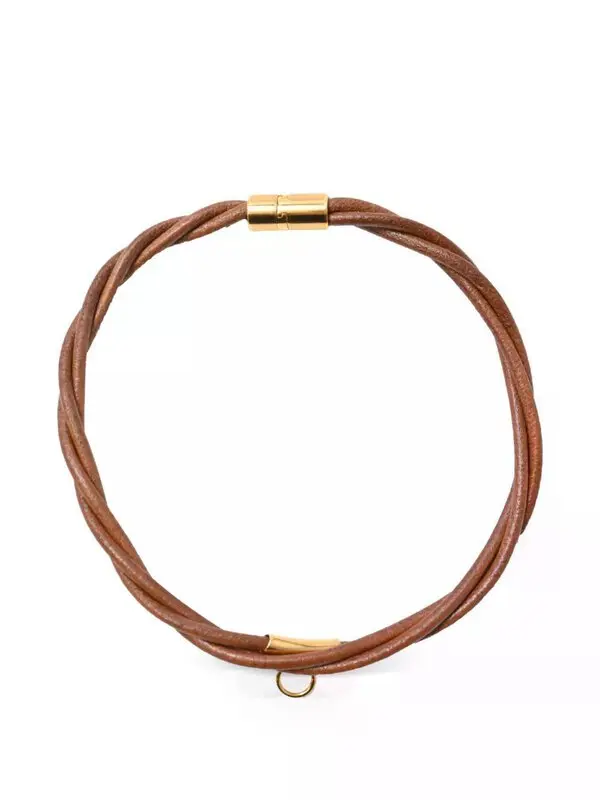 Hermès Leather Choker Necklace - Gold