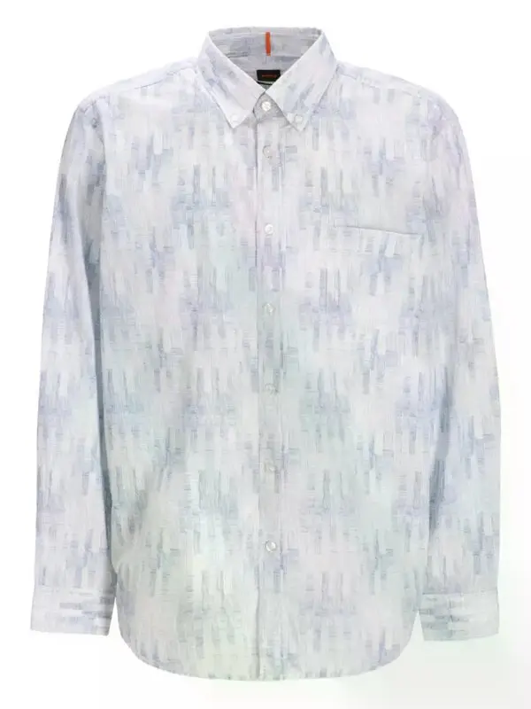 BOSS Abstract-print Cotton Shirt - White