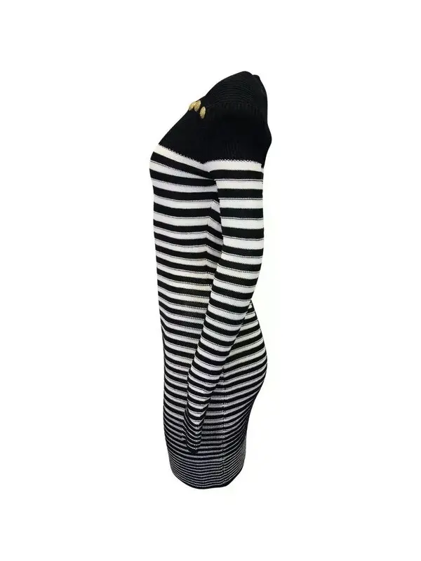 Balmain Striped Long-sleeve Dress