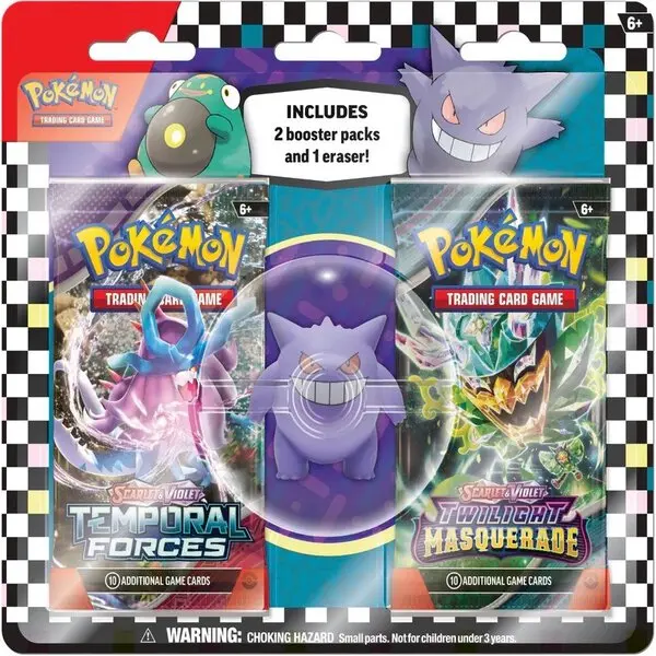 POKEMON Pokèmon Scarlet & Violet Temporal Forces Back To School Eraser Gengar Blister Pack Trading Card - Multicolor