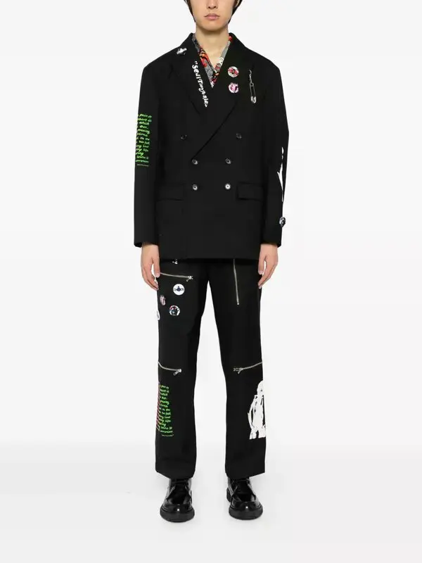 KIDILL Graphic-print Straight-leg Pants - Black