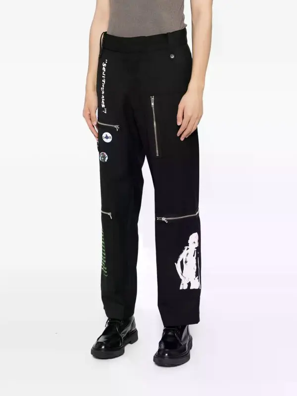 KIDILL Graphic-print Straight-leg Pants - Black