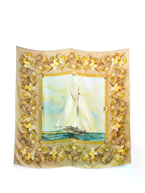 Dior 2000s Boat Silk Scarf - Neutrals