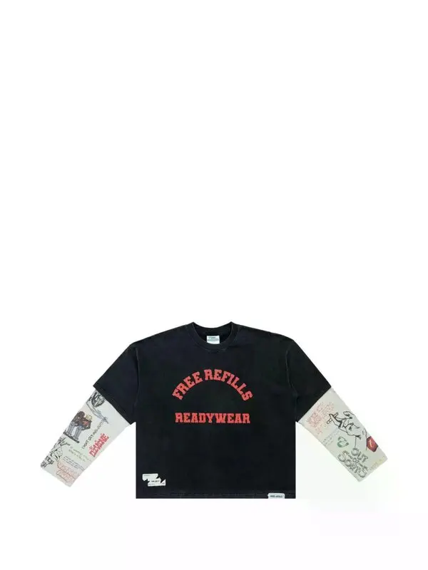 FREE REFILLS Graffiti Thermal Long Sleeve Top - Black