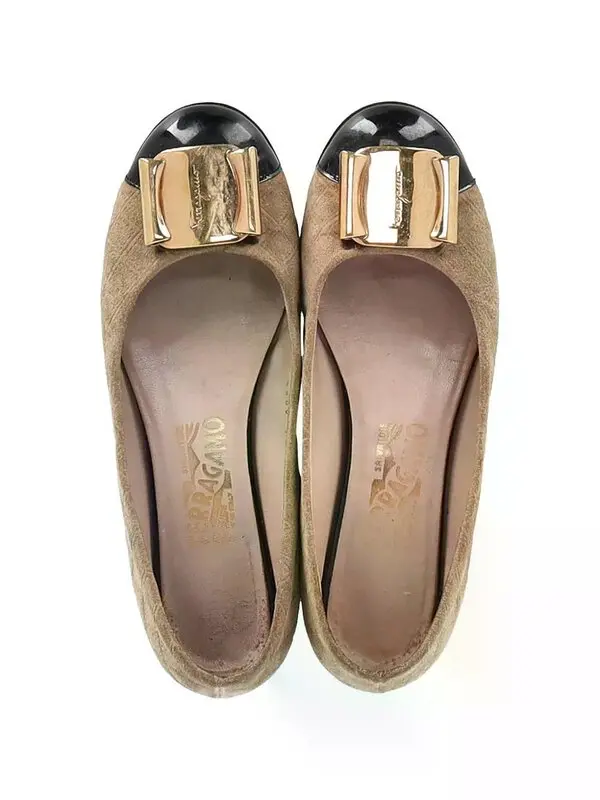 FERRAGAMO Cap Toe Bow Ballerinas