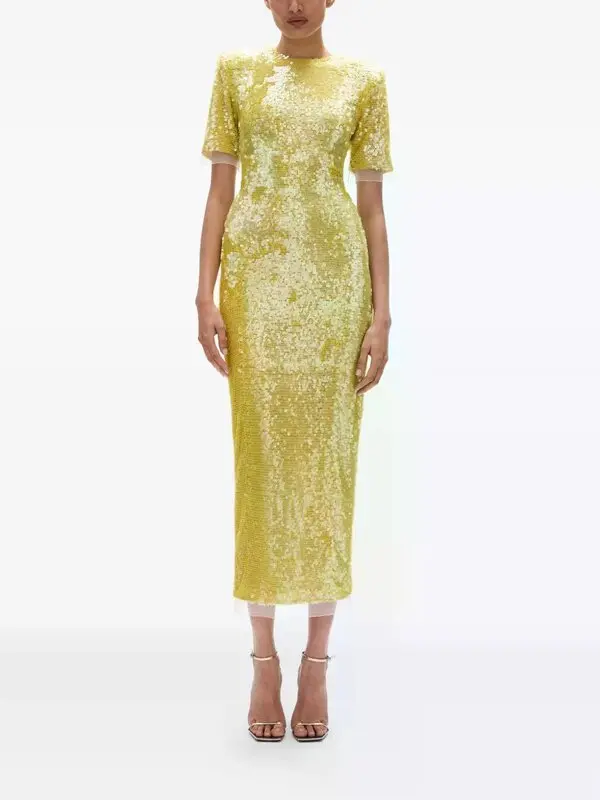 rachel gilbert gold sequin dress Rachel Gilbert Peppito Split Gown