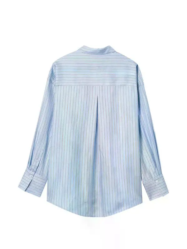 TOTEME Oversized Striped Silk Shirt - Blue