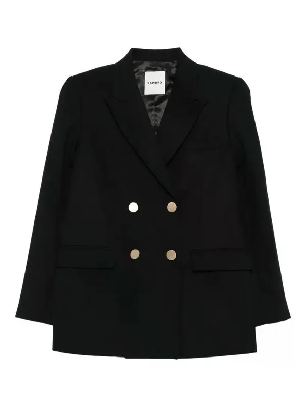 Sandro Double-breasted Wool Blazer - Black