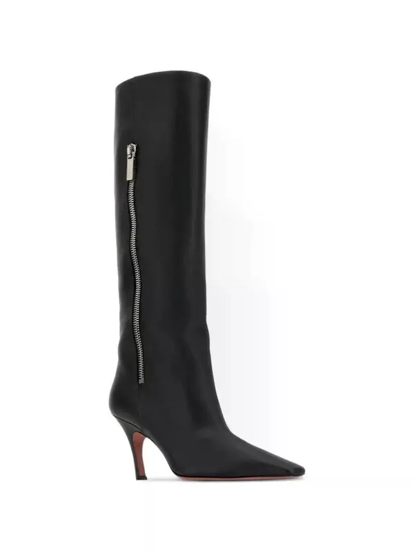 Amina Muaddi Mona Leather Boots - Black
