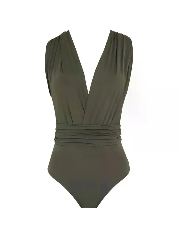 BRIGITTE Draped V-neck One-piece Swimsuit - Green