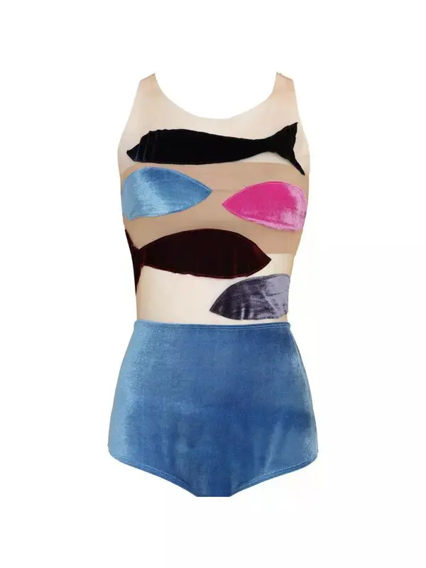 BRIGITTE Fish-appliquéd Swimsuit - Blue