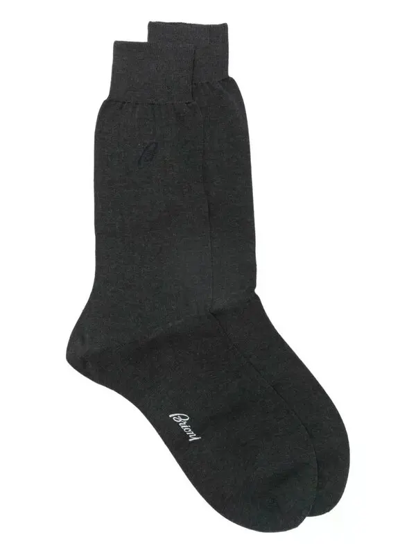Brioni Logo-detail Socks - Grey