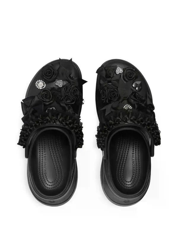 Balenciaga X Crocs™ Jibbitz™ Floral Mules - Black