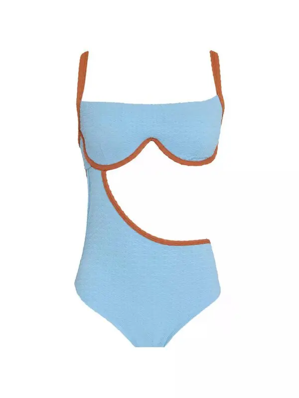 BRIGITTE Cut-out Textured One-piece Swimsuit - Blue
