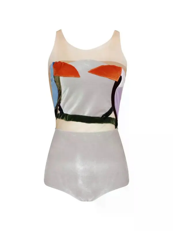 BRIGITTE Abstract-design One-piece Swimsuit - Neutrals