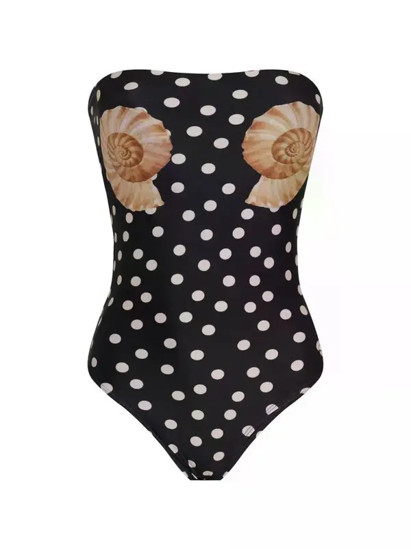 BRIGITTE Polka-dot Print Swimsuit - Black