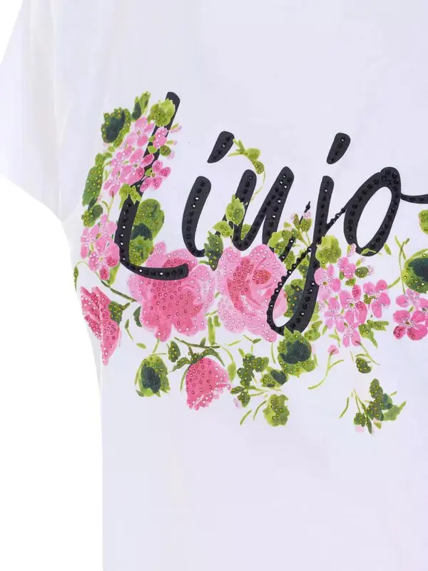 Liu Jo Floral Print Strass T-shirt