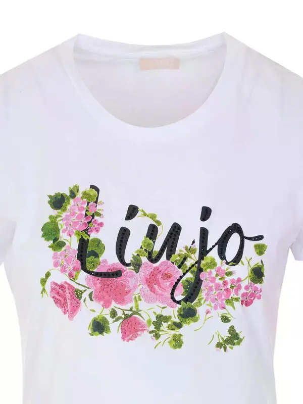 Liu Jo Floral Print Strass T-shirt