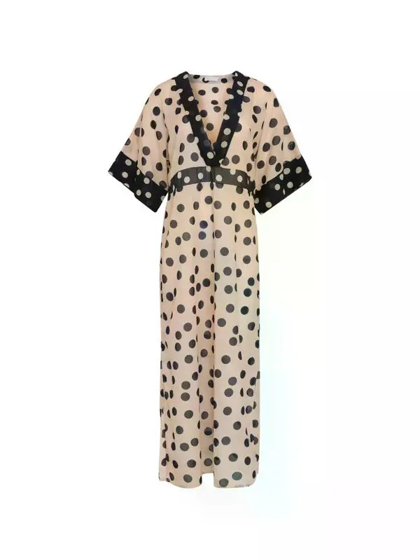 BRIGITTE Polka-dot V-neck Midi Dress