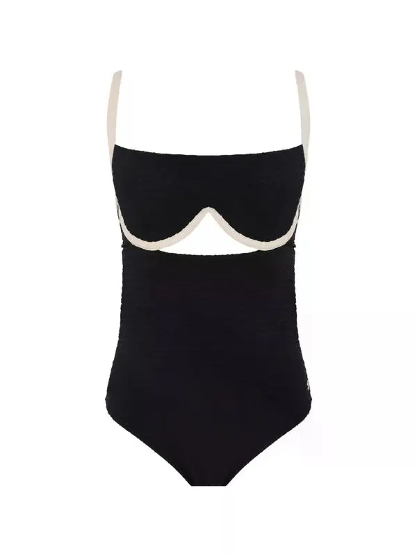 BRIGITTE Textured Cut-out One-piece Swimsuit - Black