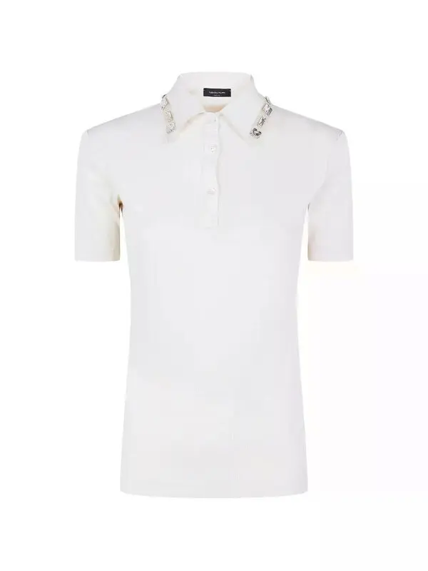 Fabiana Filippi Embellished Collar Polo Top - Neutrals