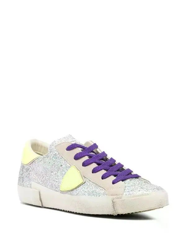 Philippe Model Prsx Glitter Sneakers - Silver