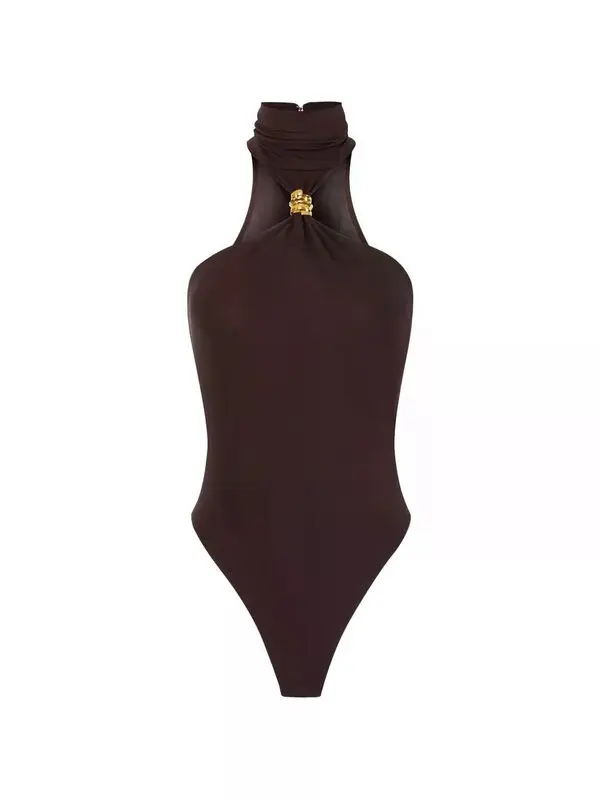 Elisabetta Franchi Bodysuit With Jewel Detail - Brown