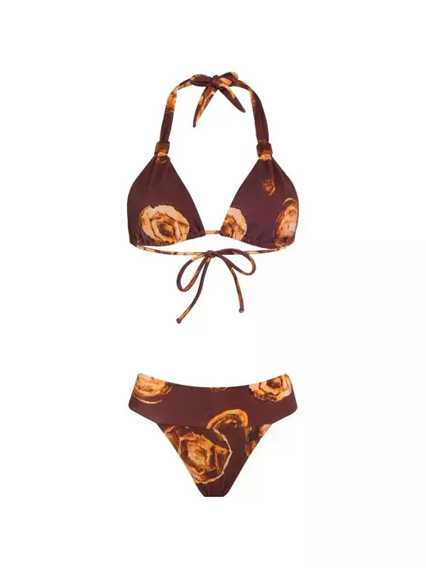 BRIGITTE Marina V-neck Floral-print Bikini - Brown