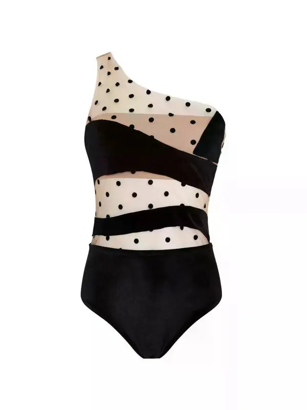 BRIGITTE Polka-dot One-shoulder Swimsuit
