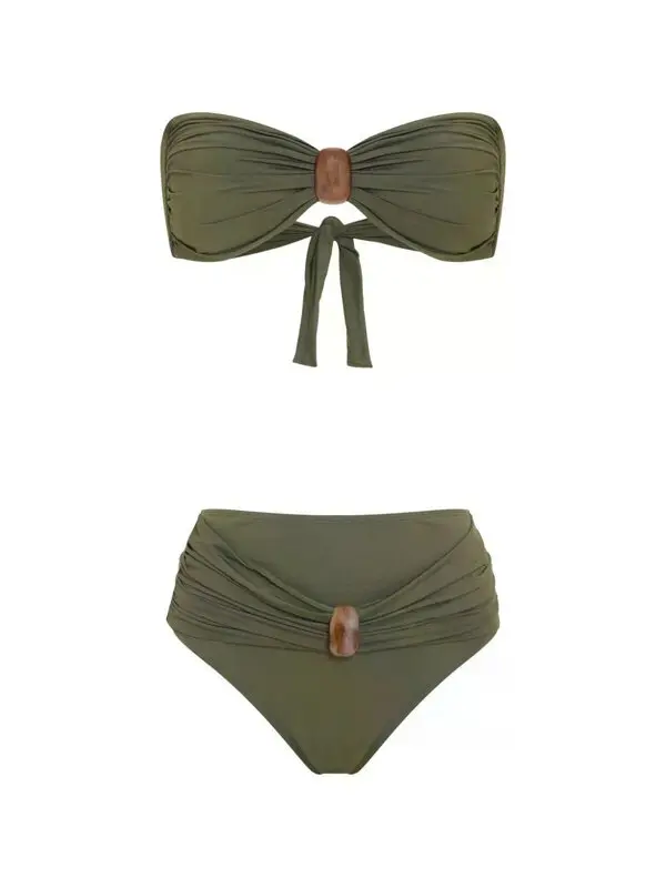 BRIGITTE Dalia Wooden-detail Bikini - Green