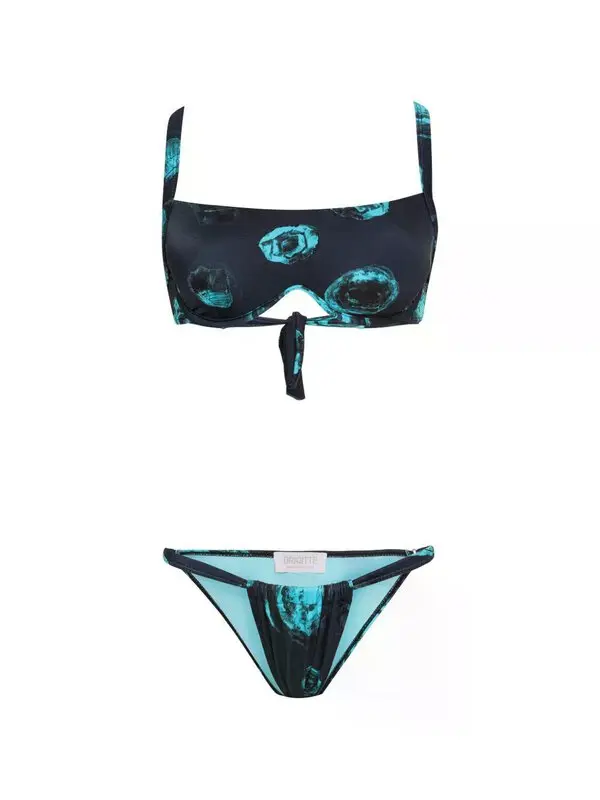 BRIGITTE Bia Tie-detail Printed Bikini - Blue