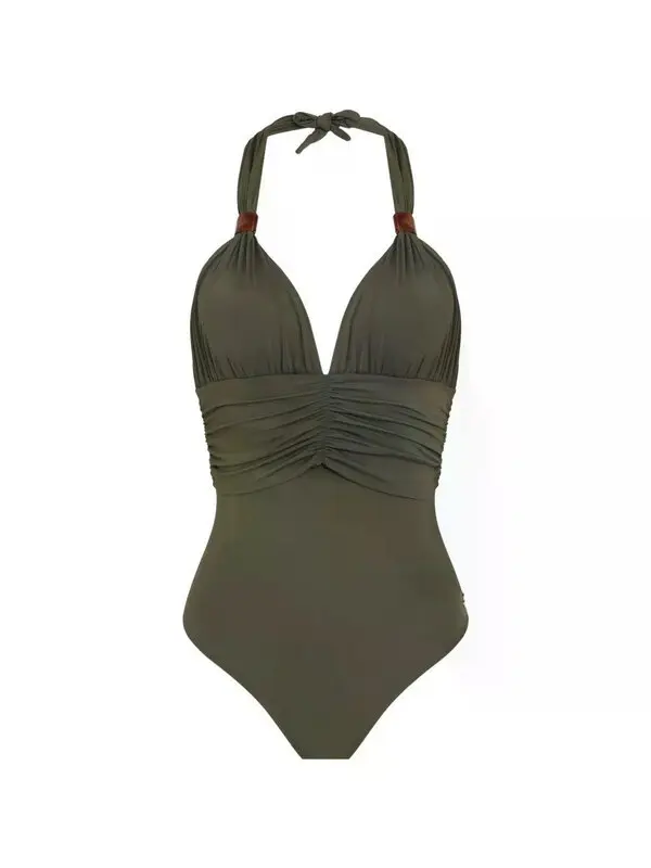 BRIGITTE Ivana Ruched Halterneck Swimsuit - Green