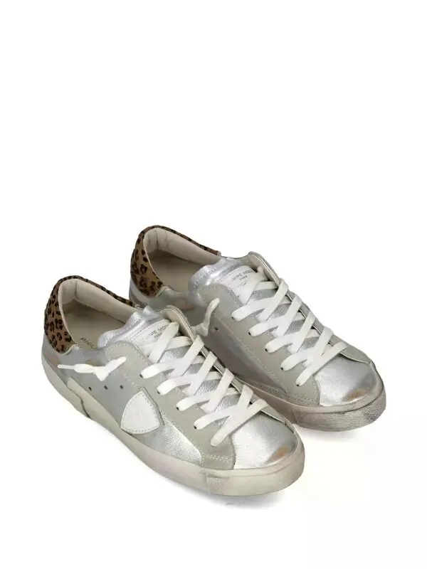 Philippe Model Leopard-print Low Top Sneakers - Silver