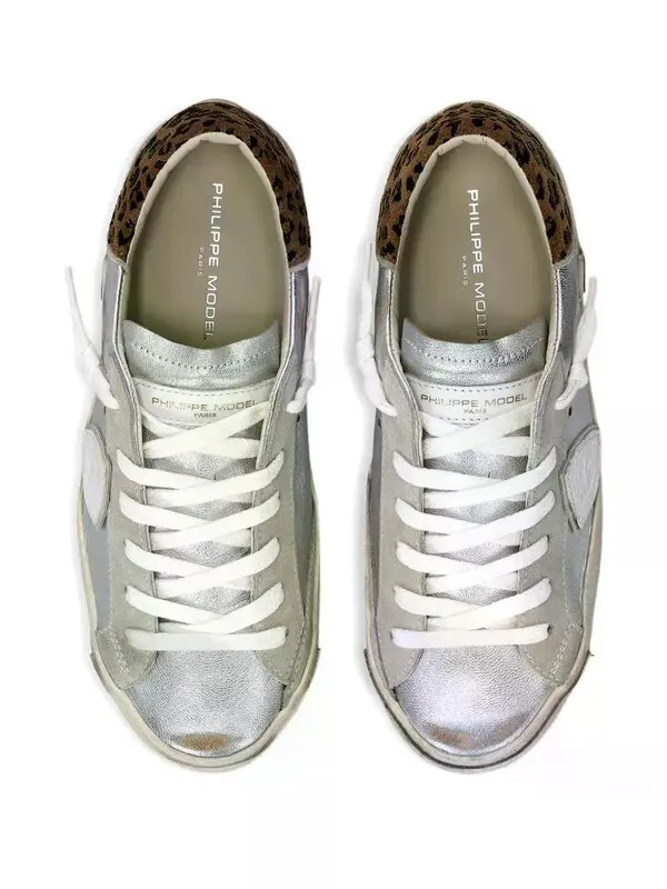 Philippe Model Leopard-print Low Top Sneakers - Silver