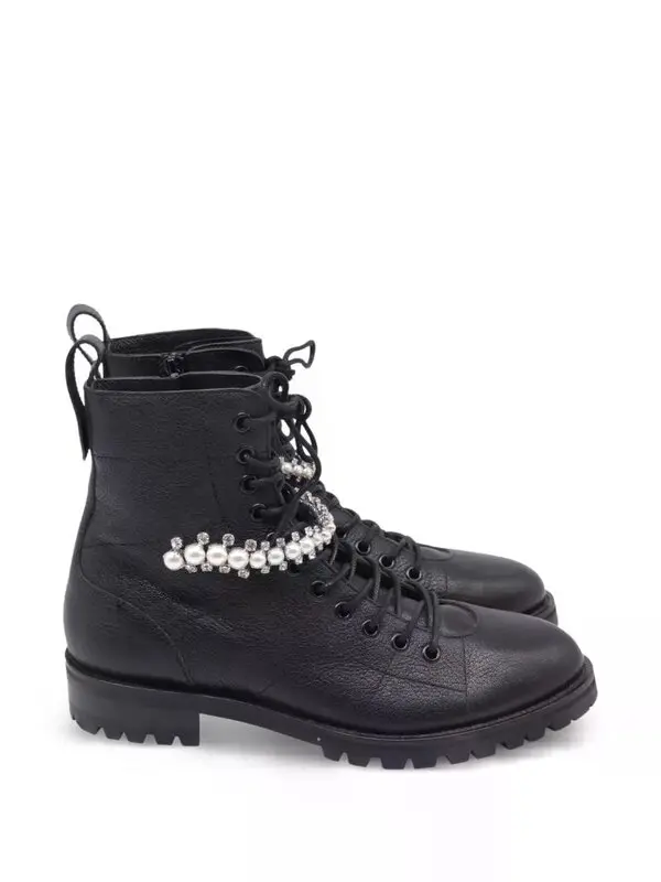 JIMMY CHOO Crystal-embellished Lace-up Boots