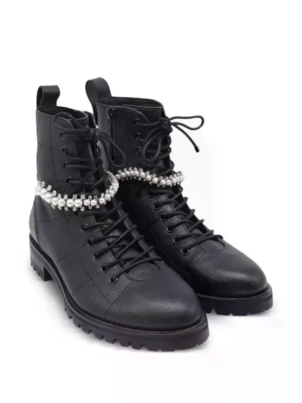 JIMMY CHOO Crystal-embellished Lace-up Boots
