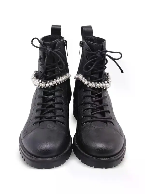 JIMMY CHOO Crystal-embellished Lace-up Boots