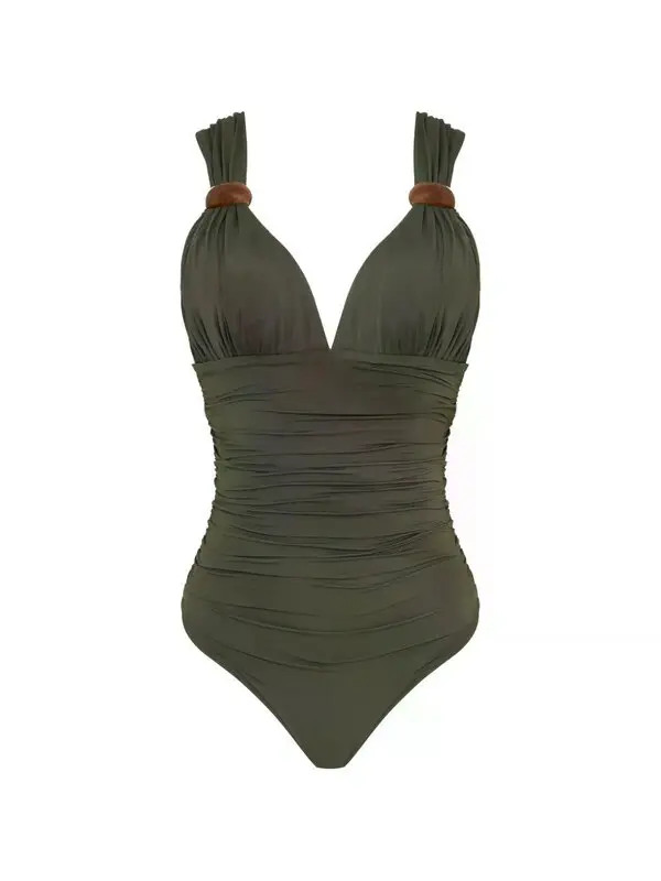 BRIGITTE Eli Ruched Ring-detail Swimsuit - Green