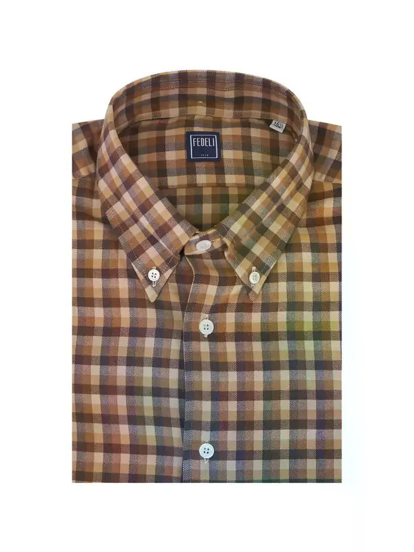 Fedeli Checked Shirt - Brown
