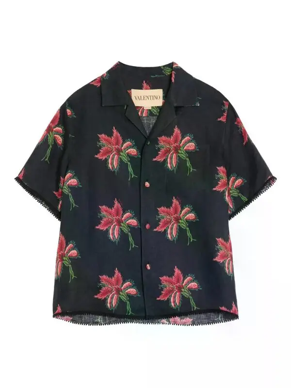 Valentino Garavani Floral-pattern Shirt - Blue