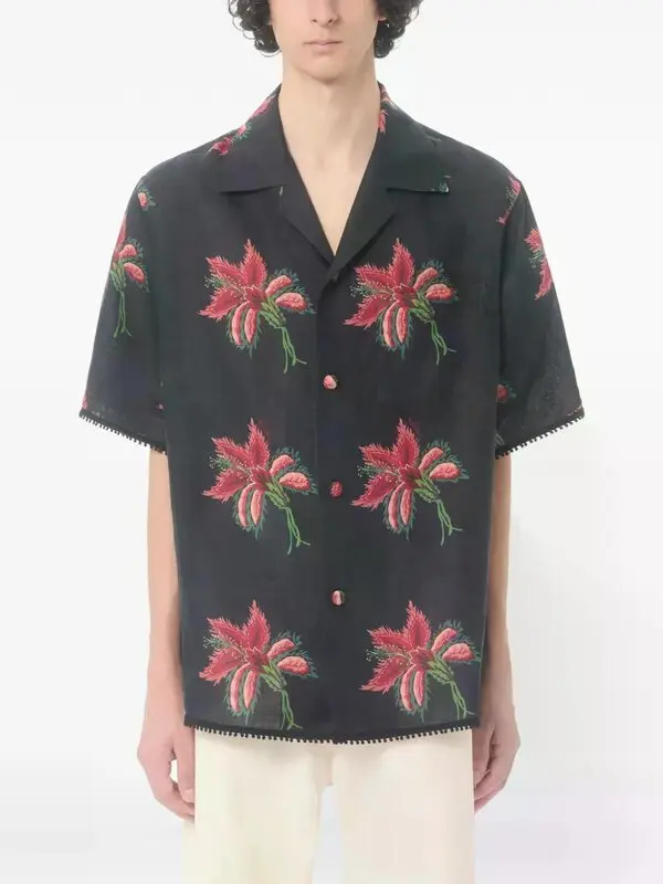 Valentino Garavani Floral-pattern Shirt - Blue