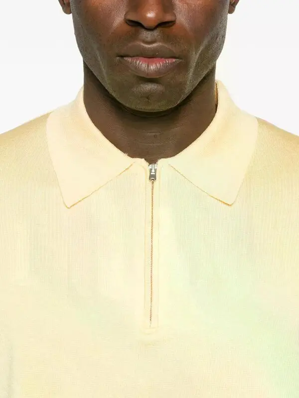 Sandro Knitted Polo Shirt With Zip Collar - Yellow