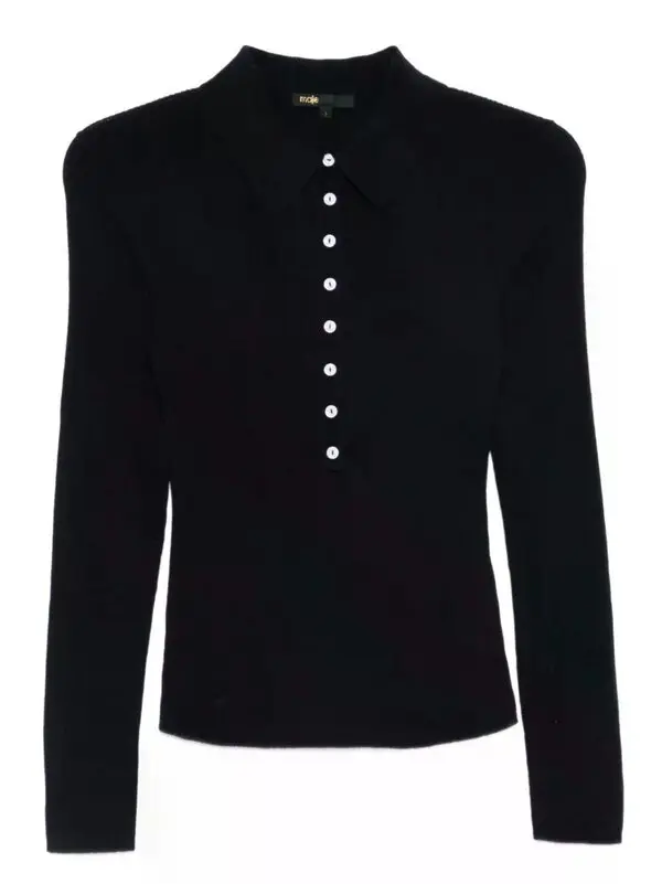 Maje Long-sleeve Knitted Polo Top