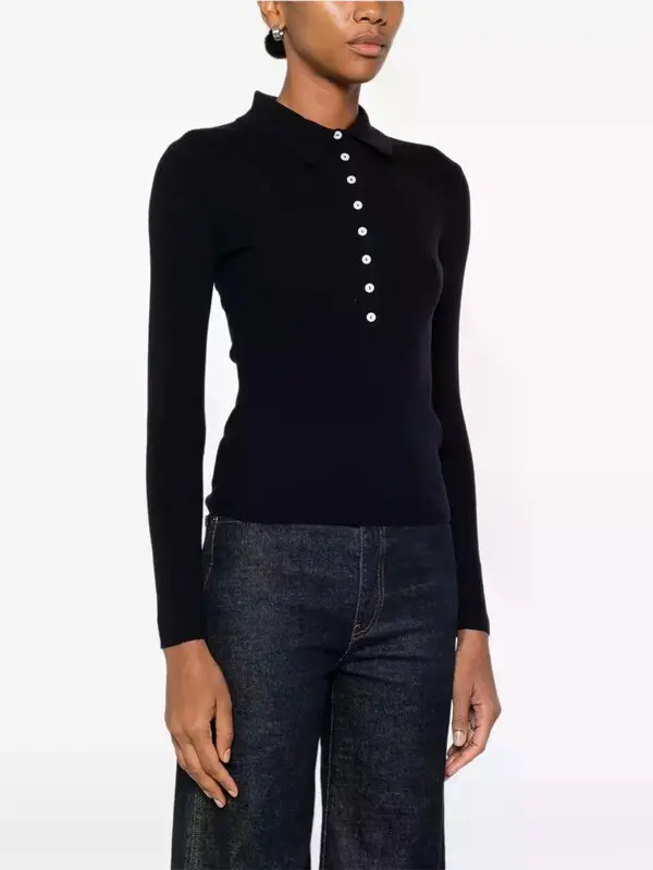 Maje Long-sleeve Knitted Polo Top